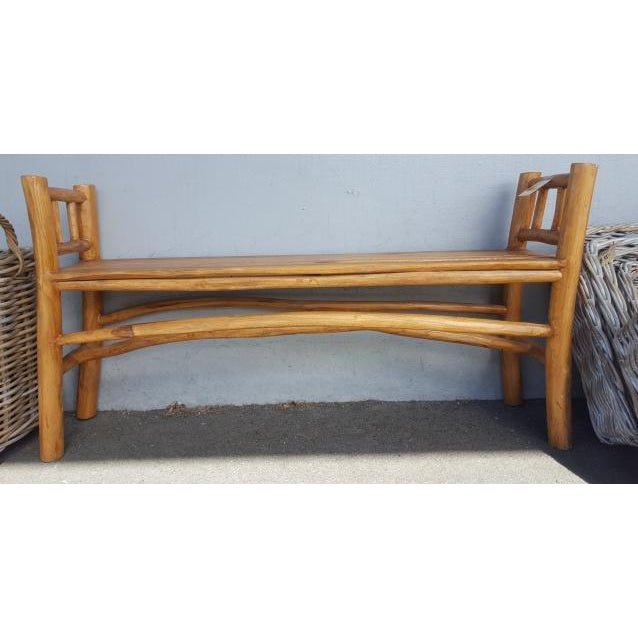 Rustick Teak Bench Seat-Natural-World Of Decor