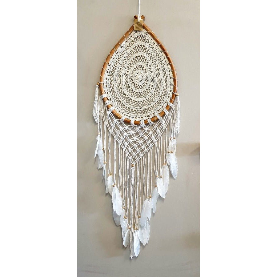 Tear Drop Macrame Rattan Dream Catcher Wall Hanging - World Of Decor