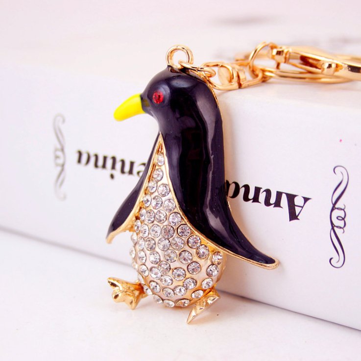 Diamante Key Ring-Penguin-World Of Decor