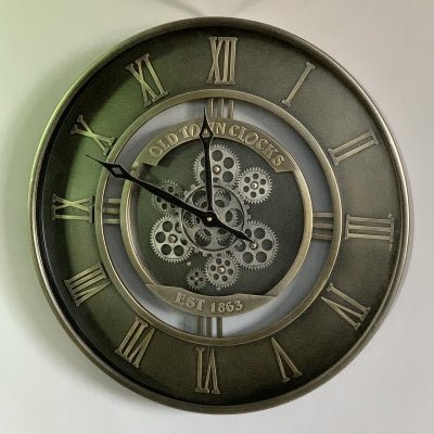 Gunmetal Gear Clock 60cm-World Of Decor