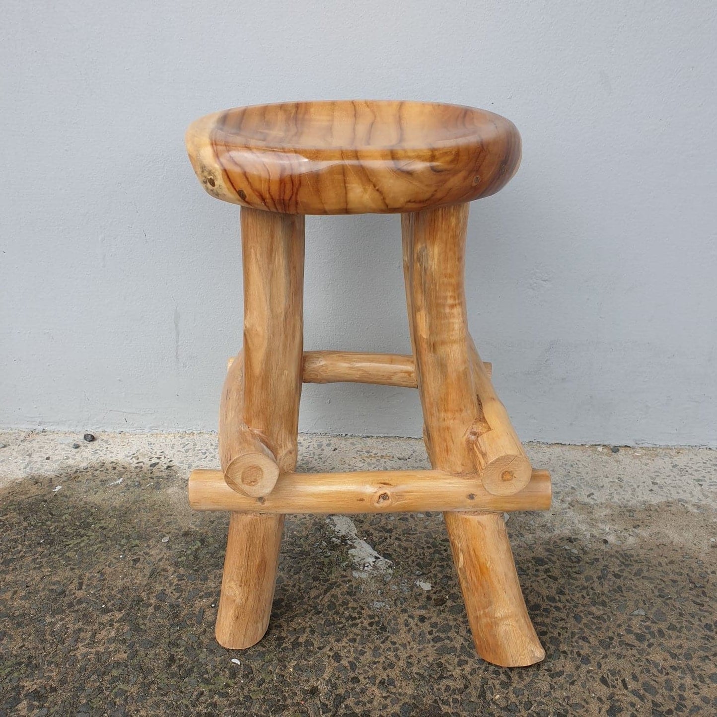 Teak Rustic Stool-World Of Decor