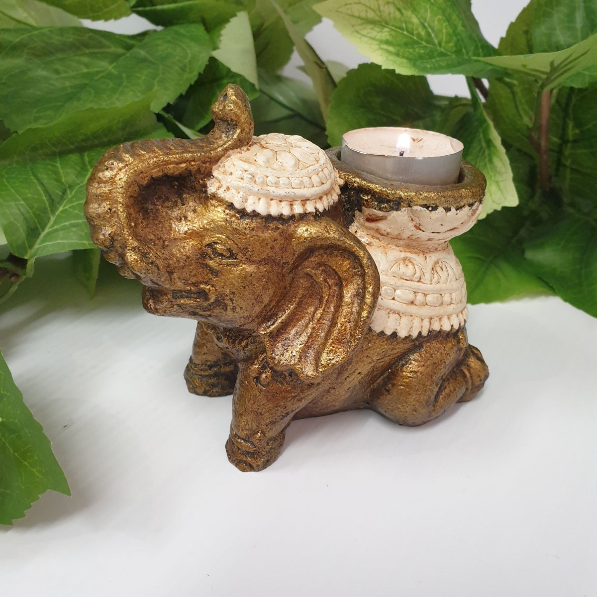 Wealth Elephant Candle Holder-Cream-World Of Decor